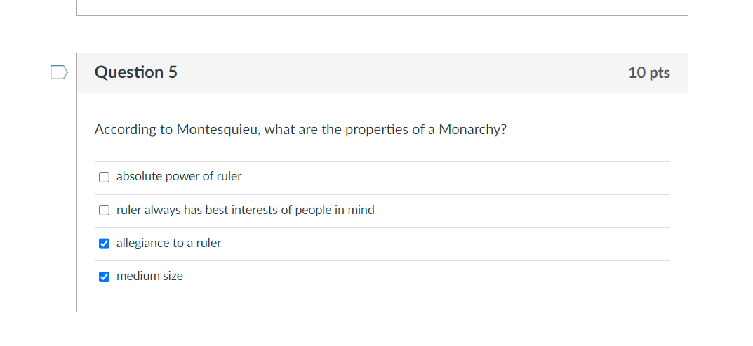Solved Question 5According to Montesquieu, what are the | Chegg.com