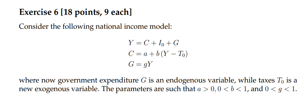 Solved Exercise 6 [18 points, 9 each] Consider the following | Chegg.com