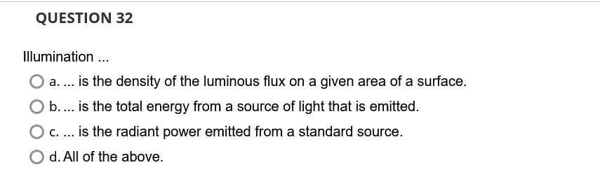 Solved Illumination ... a.... is the density of the luminous | Chegg.com