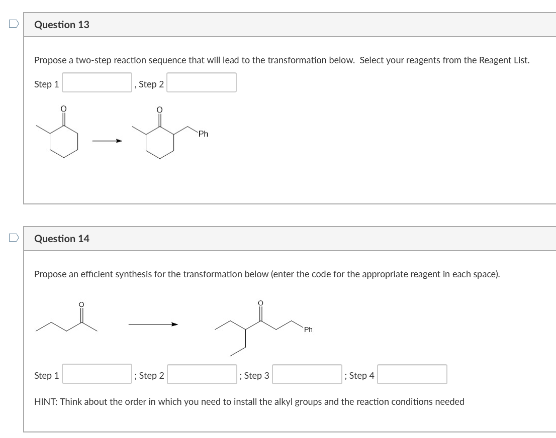 Solved u Question 13 Propose a two-step reaction sequence | Chegg.com