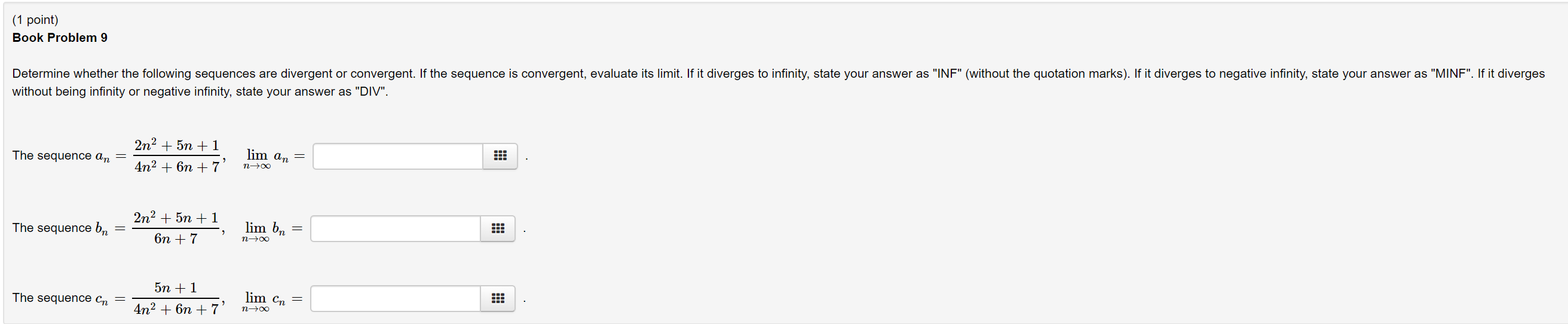 Solved (1 point) Book Problem 9 Determine whether the | Chegg.com