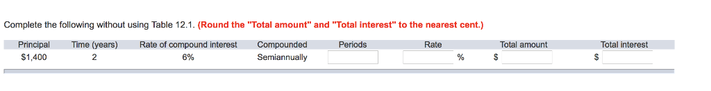 Solved Complete the following without using Table 12.1. | Chegg.com