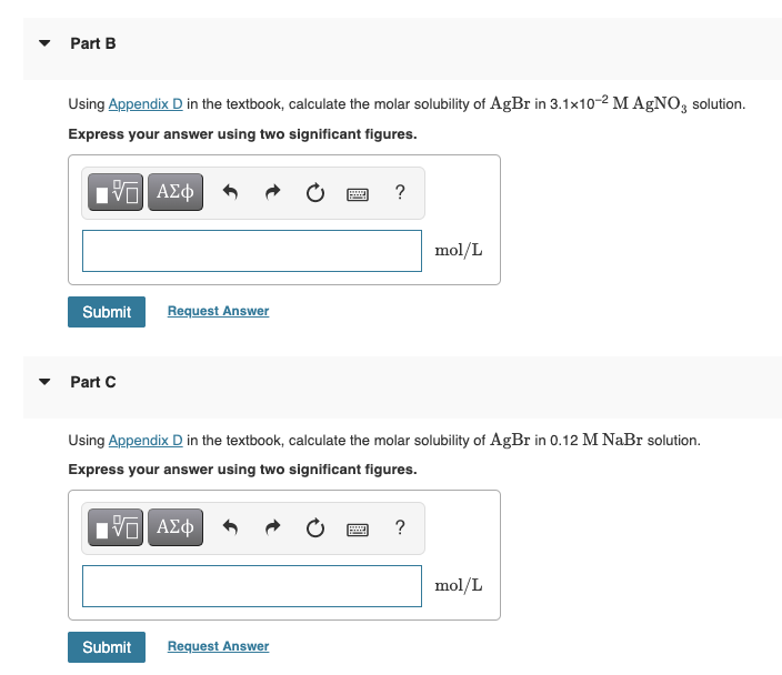 Solved Part B Using Appendix D in the textbook, calculate | Chegg.com