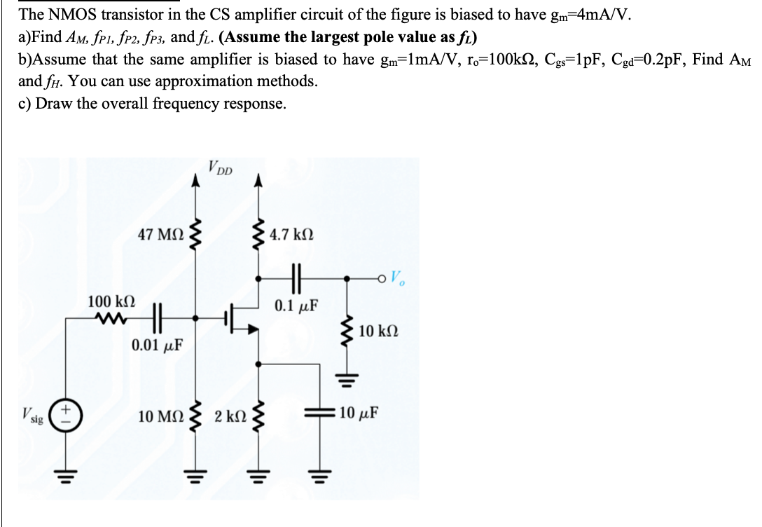Solved The NMOS transistor in the CS amplifier circuit of | Chegg.com