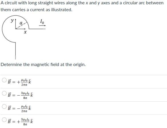 Solved A circuit with long straight wires along the x and y | Chegg.com