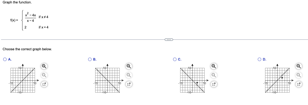 Solved Graph the function. f(x)={x−4x2−4x2 if x =4 if x=4 | Chegg.com