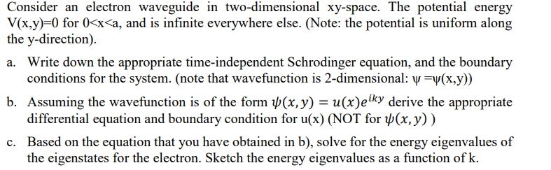 Solved Consider an electron waveguide in two-dimensional | Chegg.com