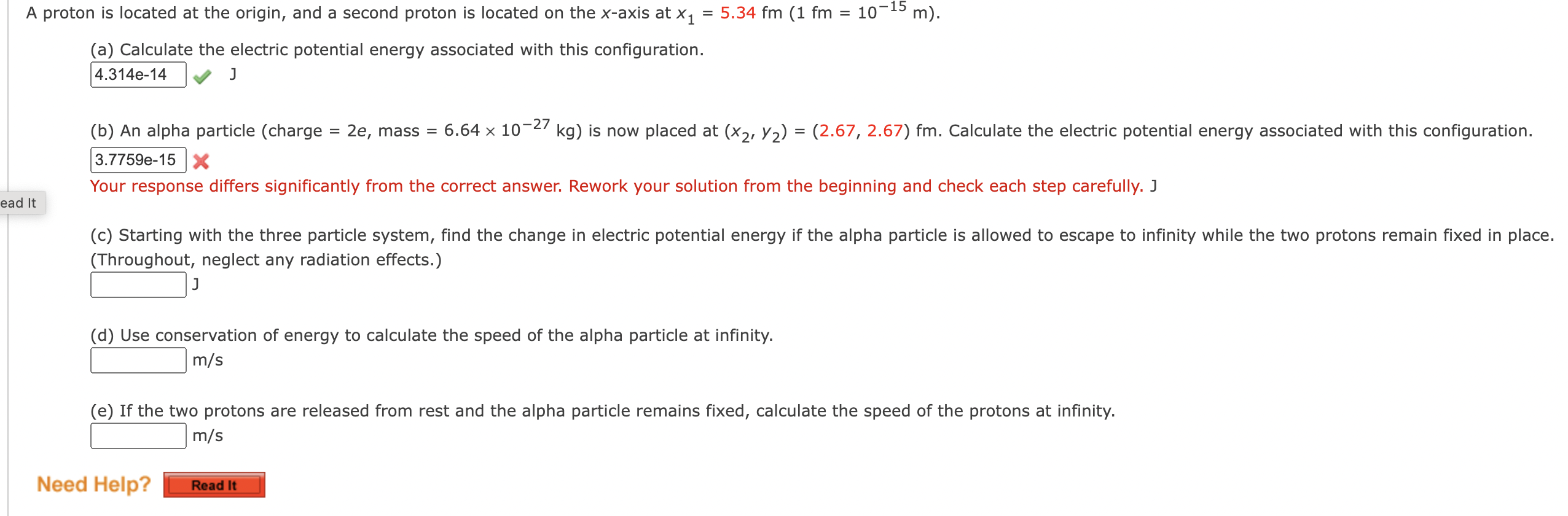Solved proton is located at the origin, and a second proton | Chegg.com