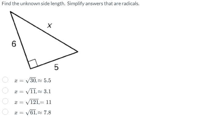 Solved Find the unknown side length. Simplify answers that | Chegg.com