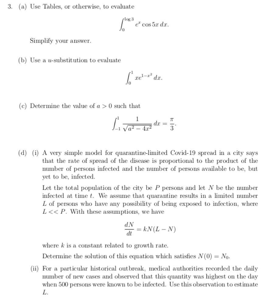 Solved 3. (a) Use Tables, or otherwise, to evaluate plog 3 e | Chegg.com