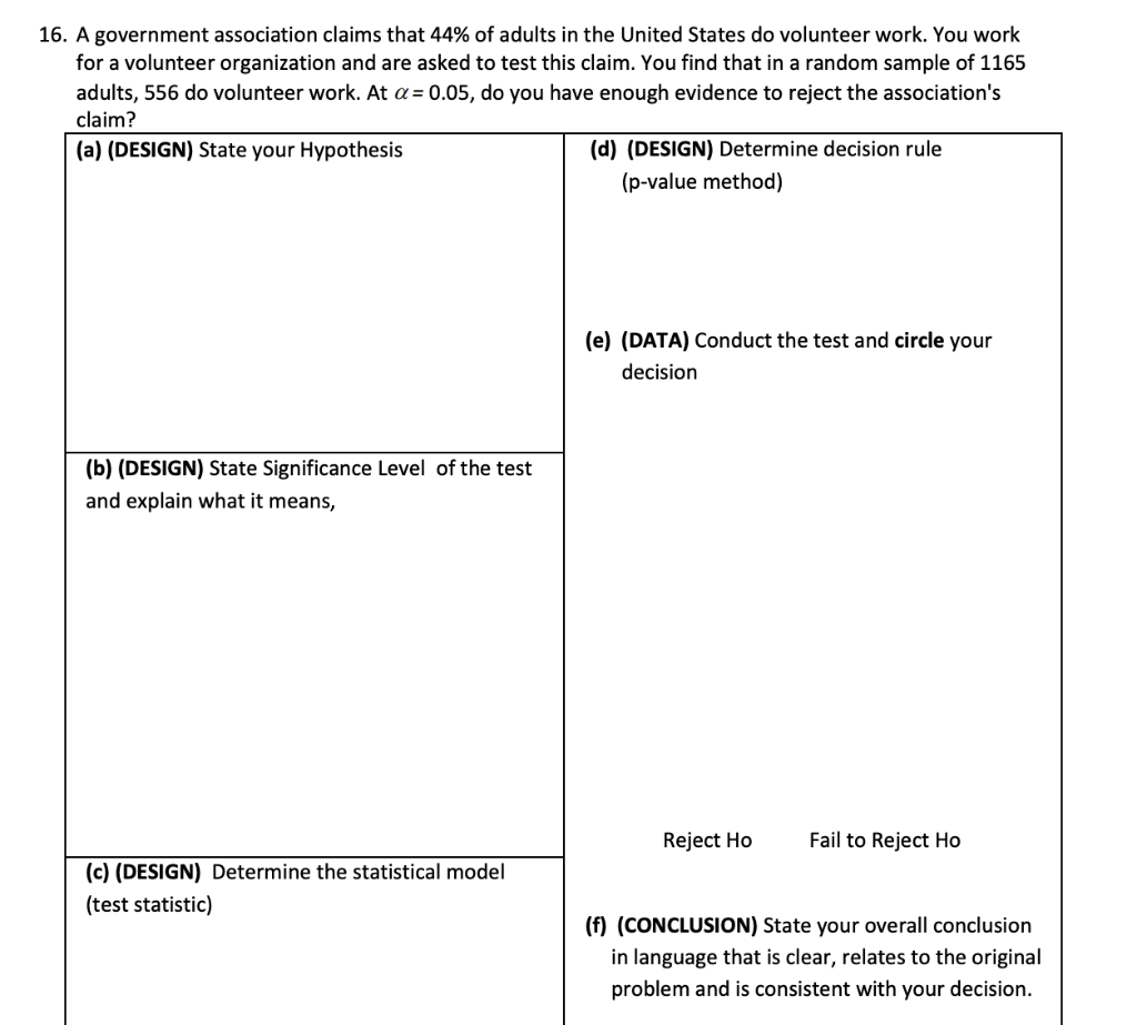 Solved 16. A government association claims that 44% of | Chegg.com