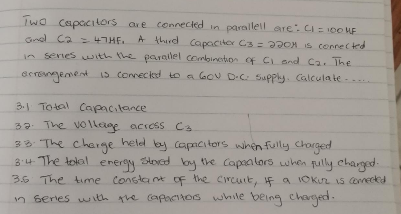 Solved Two capacitors are connected in parallell are: | Chegg.com