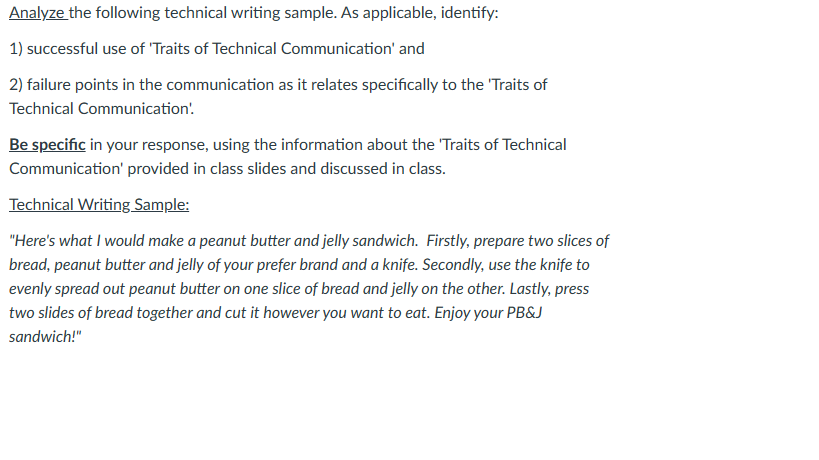 Solved Analyze the following technical writing sample. As | Chegg.com