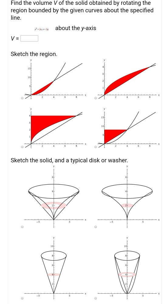 Solved Find the volume V of the solid obtained by rotating | Chegg.com