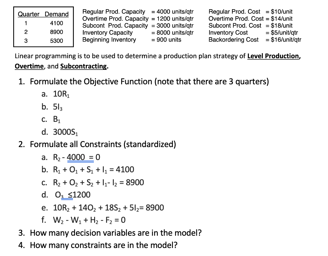 1. Formulate the Objective Function (note that there | Chegg.com