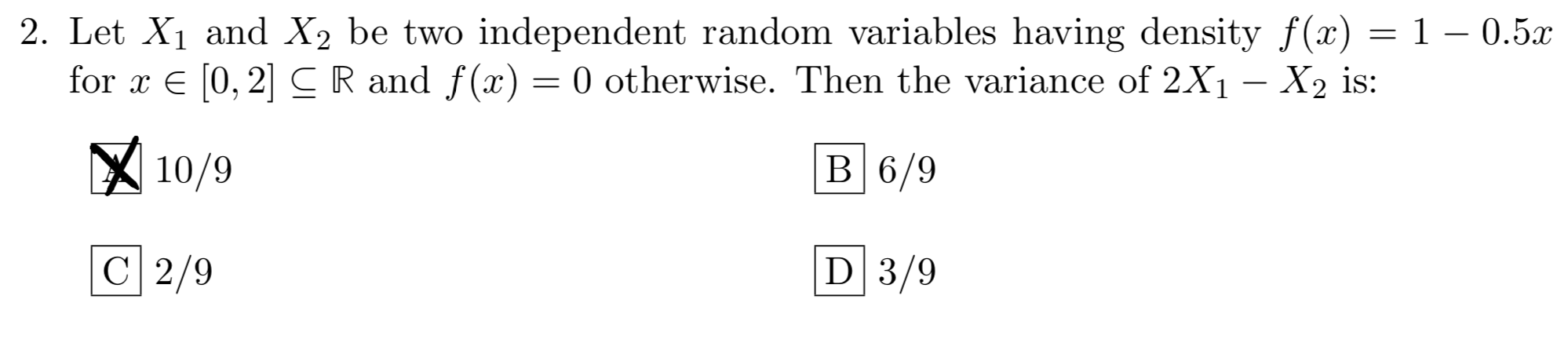 Solved 2. Let X1 and X2 be two independent random variables | Chegg.com