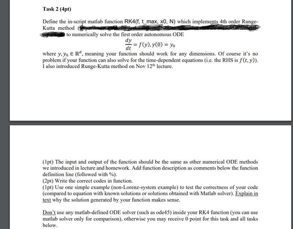 Solved Task 2 (4pt) Define the in-script matlab function | Chegg.com Solved Task 2 (4pt) Define the in-script matlab function | Chegg.com