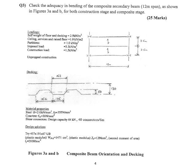 3) Check the adequacy in bending of the composite | Chegg.com