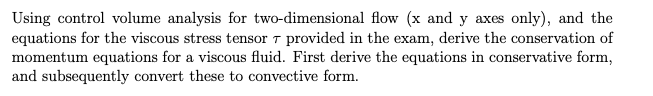 Solved Using control volume analysis for two-dimensional | Chegg.com