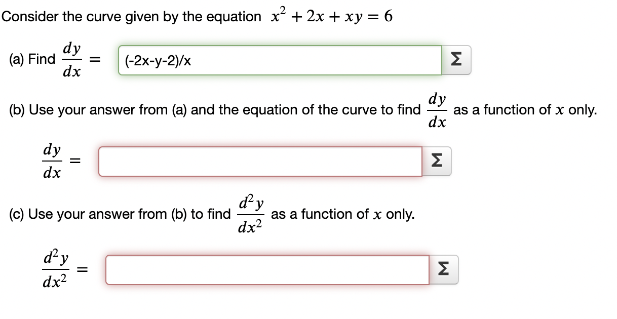 Solved Consider the curve given by the equation x2+2x+xy=6 | Chegg.com