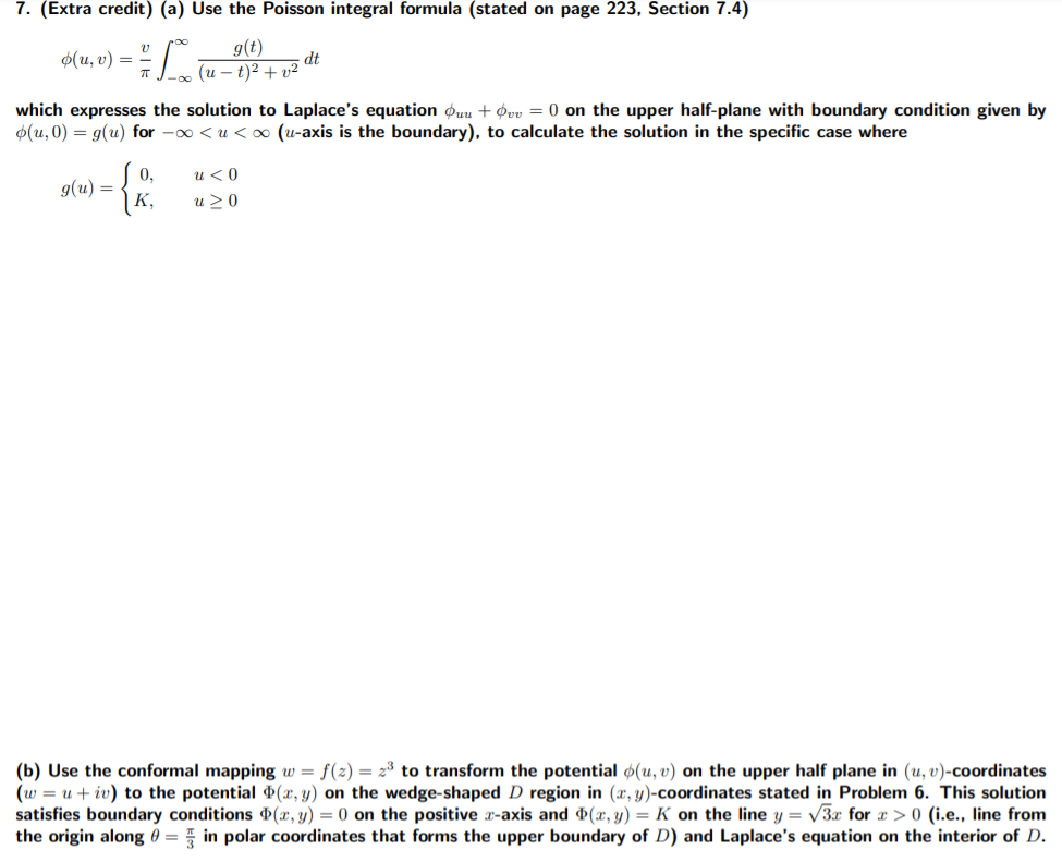 Solved 7. (Extra credit) (a) Use the Poisson integral | Chegg.com