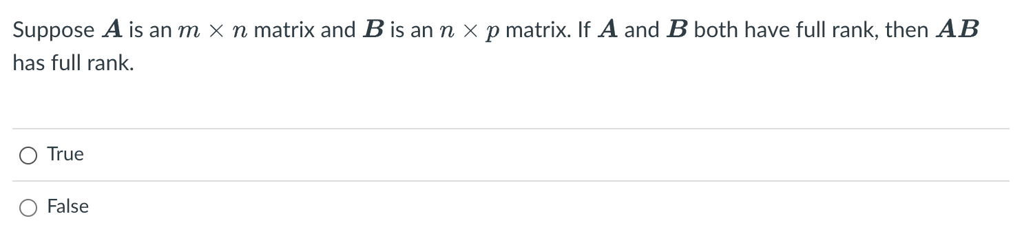 Solved Suppose A is an m×n matrix and B is an n×p matrix. If | Chegg.com