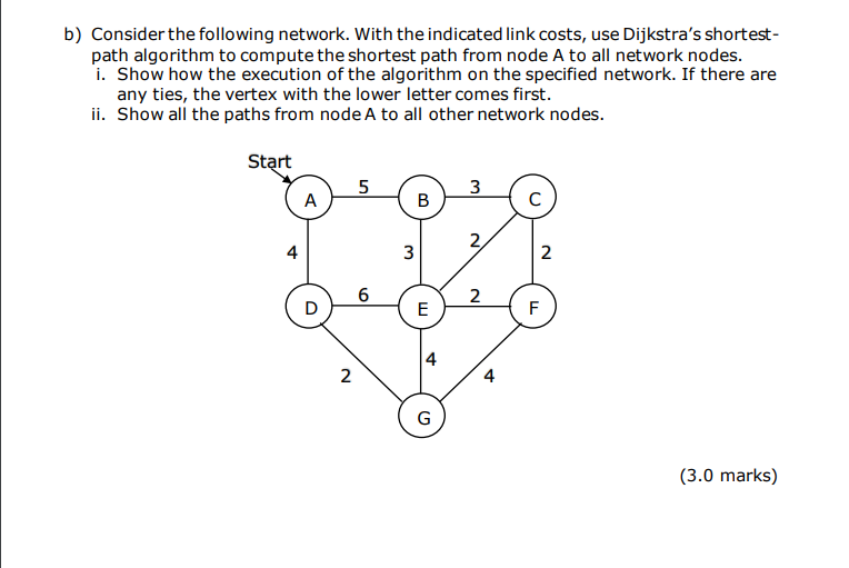 Solved b) Consider the following network. With the indicated | Chegg.com