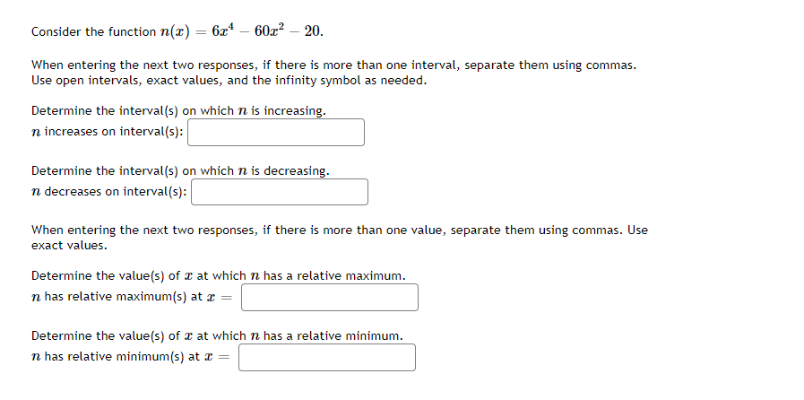 Solved Given the function g(x) = 80% +60x² + 96x, find the | Chegg.com