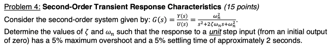 Solved Problem 4 Second Order Transient Response