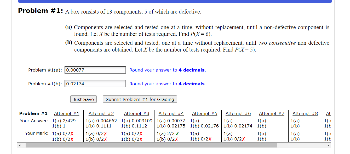 Solved Problem # 1: A box consists of 13 components, 5 of | Chegg.com
