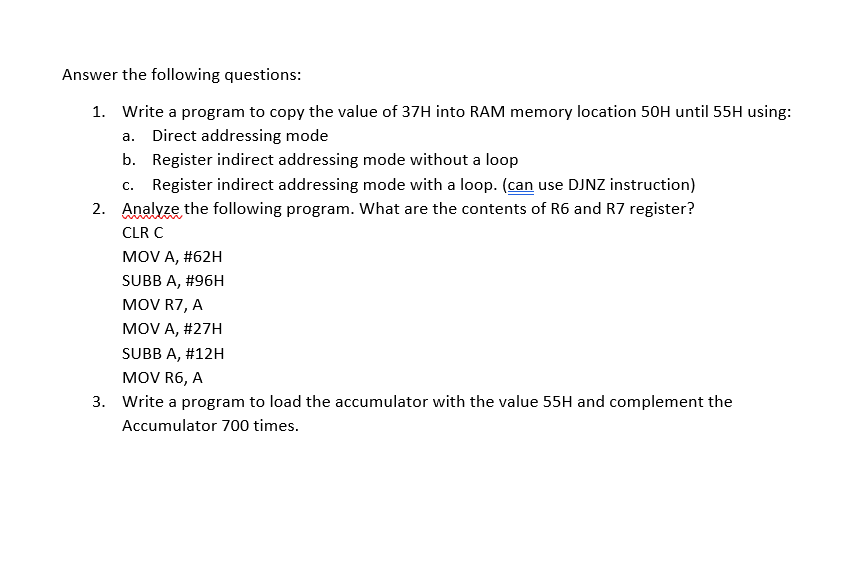 Solved Answer the following questions: 1. Write a program to | Chegg.com