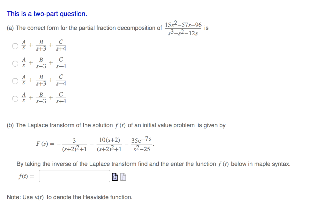 Solved (b) The Laplace transform of the solution f(t)of an | Chegg.com