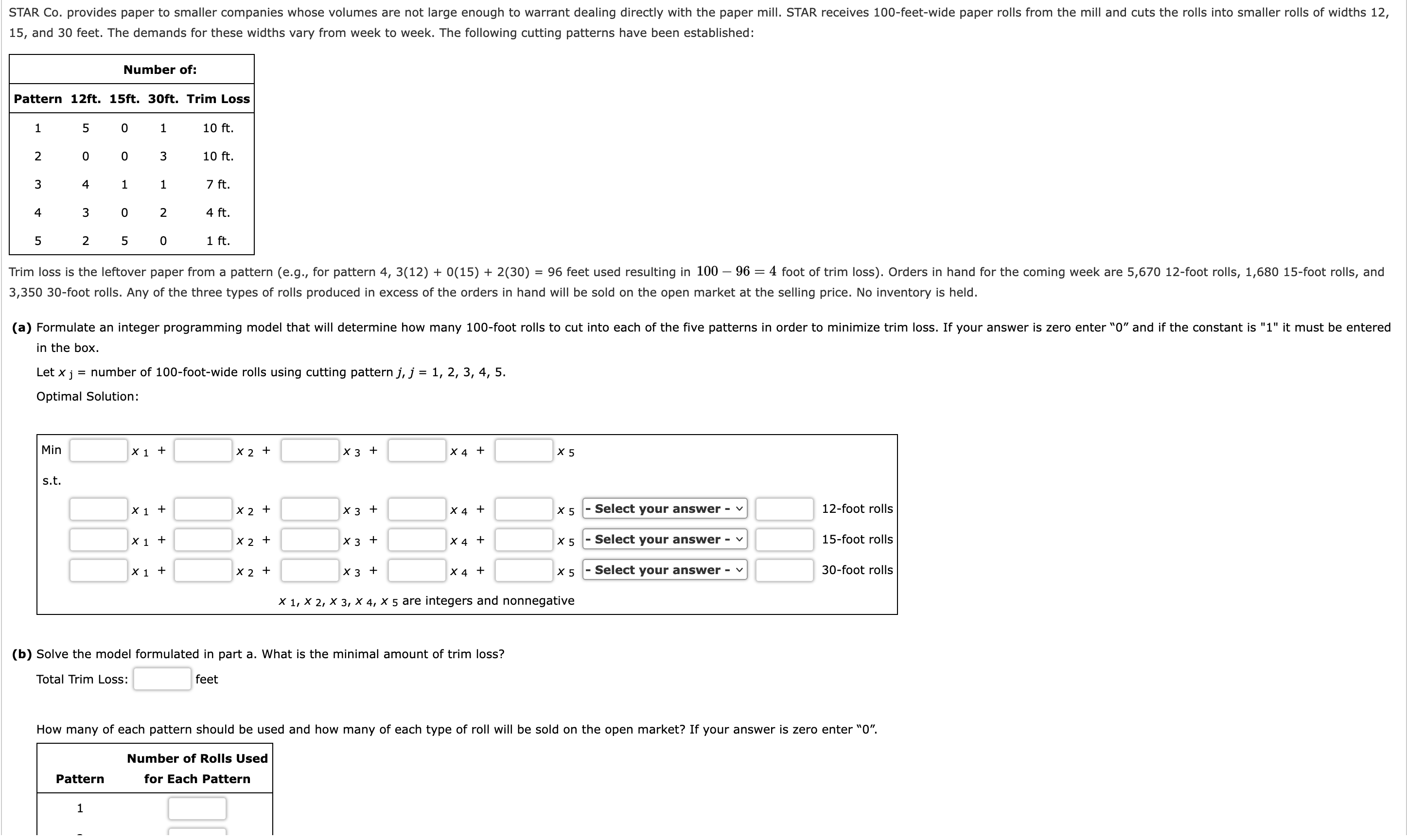 Solved 3,35030 -foot rolls. Any of the three types of rolls | Chegg.com
