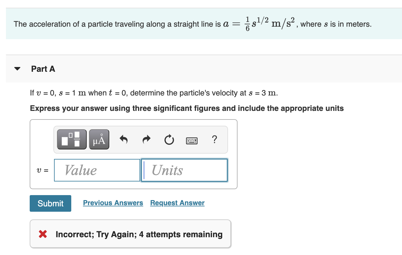 Solved The acceleration of a particle traveling along a | Chegg.com