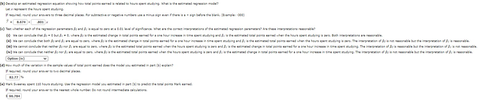 Solved Hours Spent Studying Total Points Earned22 1220 | Chegg.com