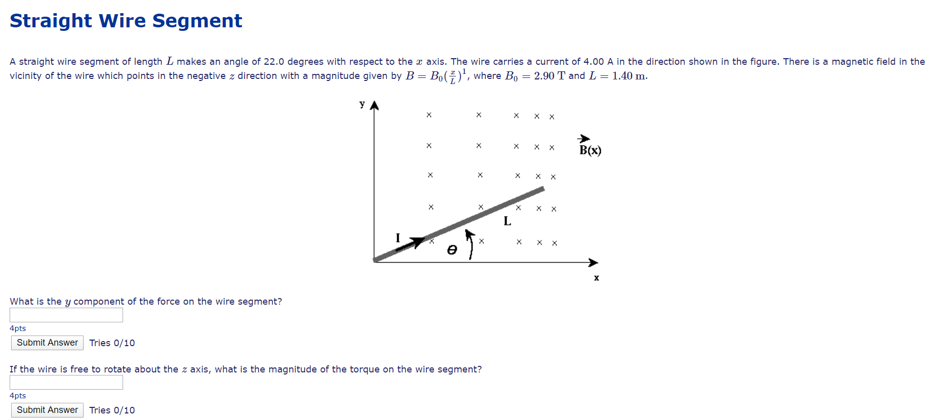 Solved Straight Wire Segment A straight wire segment of | Chegg.com