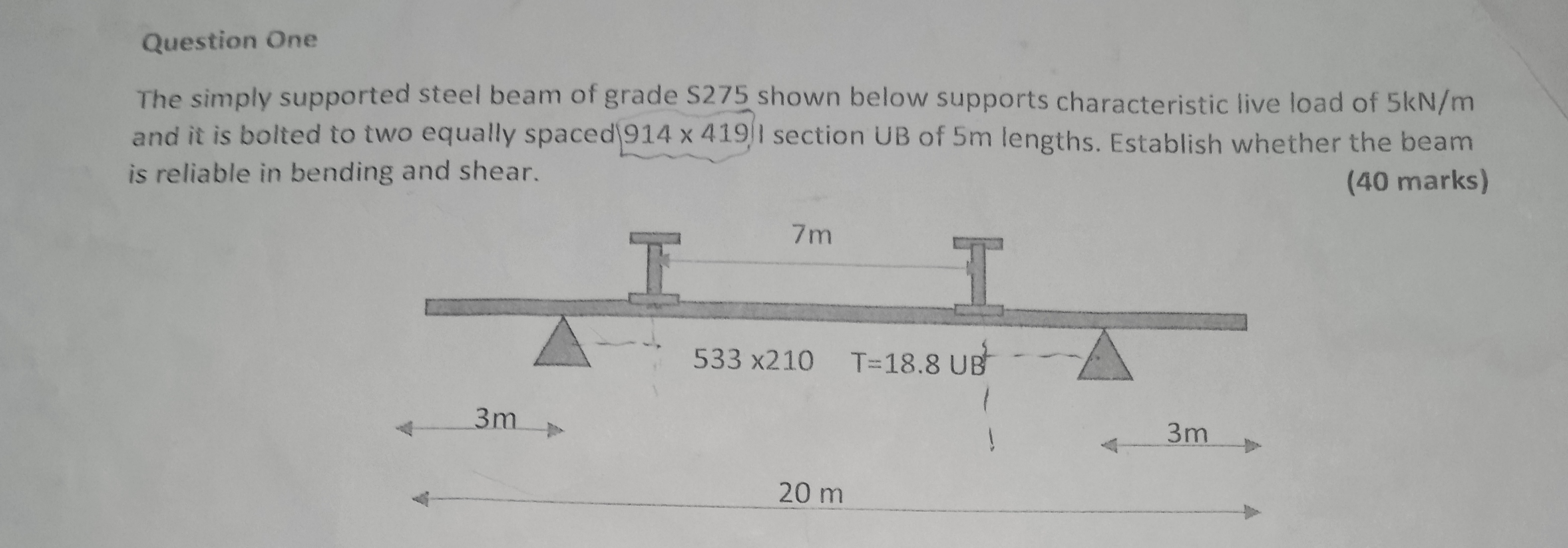 Solved Question One The simply supported steel beam of grade | Chegg.com