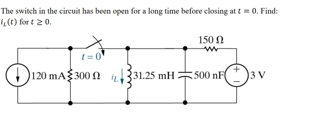 The switch in ﻿the circuit has been open for a long | Chegg.com