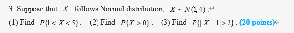 Solved 3. Suppose that X follows Normal distribution, | Chegg.com