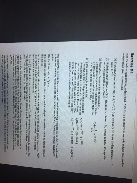 Exercise M4 Plot the following functions, as | Chegg.com