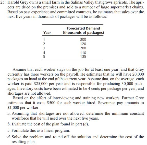 Solved 25. Harold Grey owns a small farm in the Salinas | Chegg.com