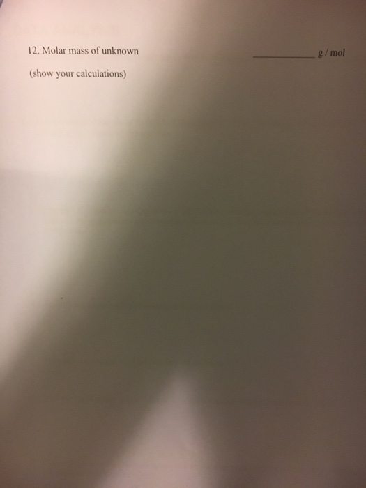 Solved DATA TABLE Unknown number 1. Mass of flask, aluminum | Chegg.com