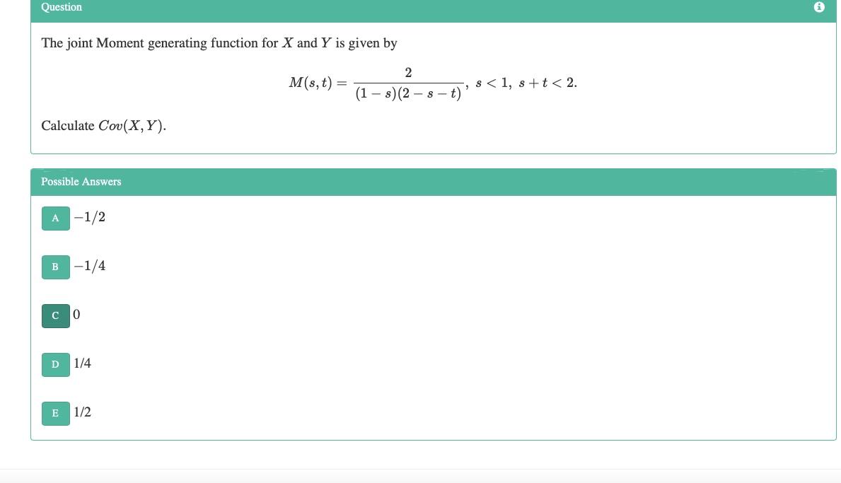 Solved Question The Joint Moment Generating Function For X