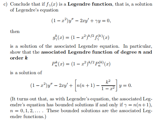 5. The associated Legendre equation, again, is k2 [(1 | Chegg.com