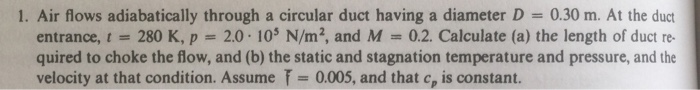 Solved Air flows adiabatically through a circular duct | Chegg.com