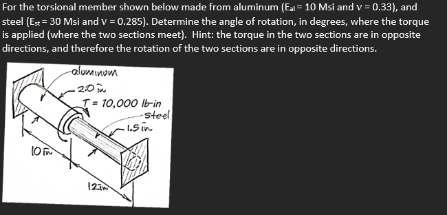 Solved For the torsional member shown below made from | Chegg.com
