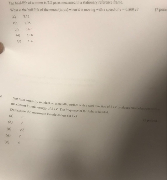 Solved The half-life of a muon is 2.2 pus as measured in a | Chegg.com