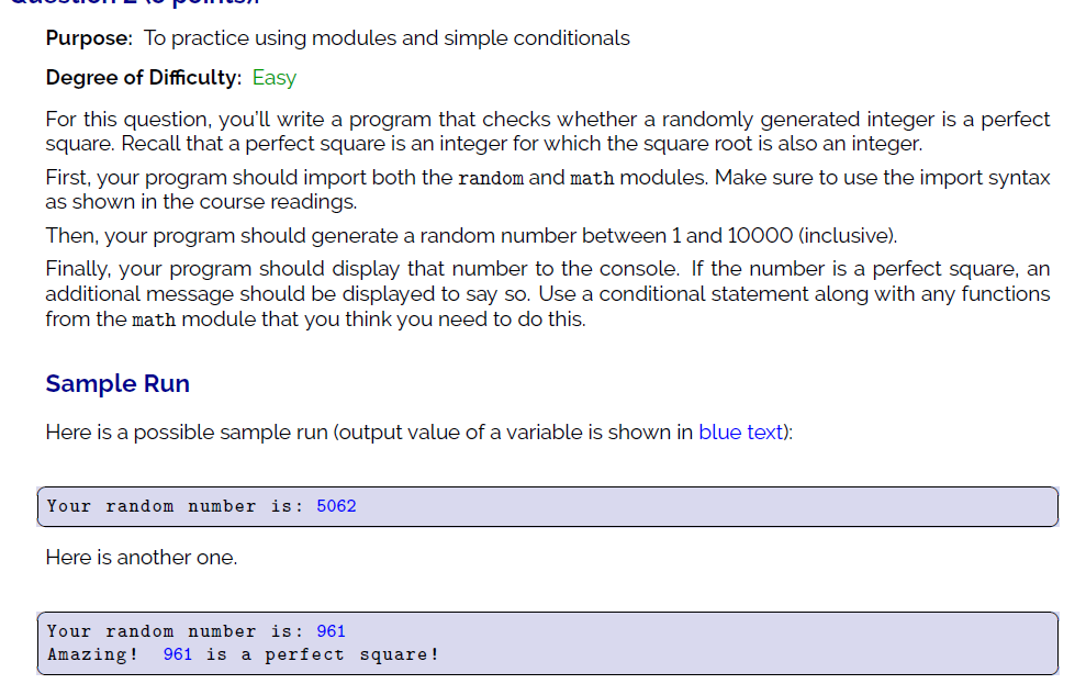 Solved Purpose: To practice using modules and simple | Chegg.com