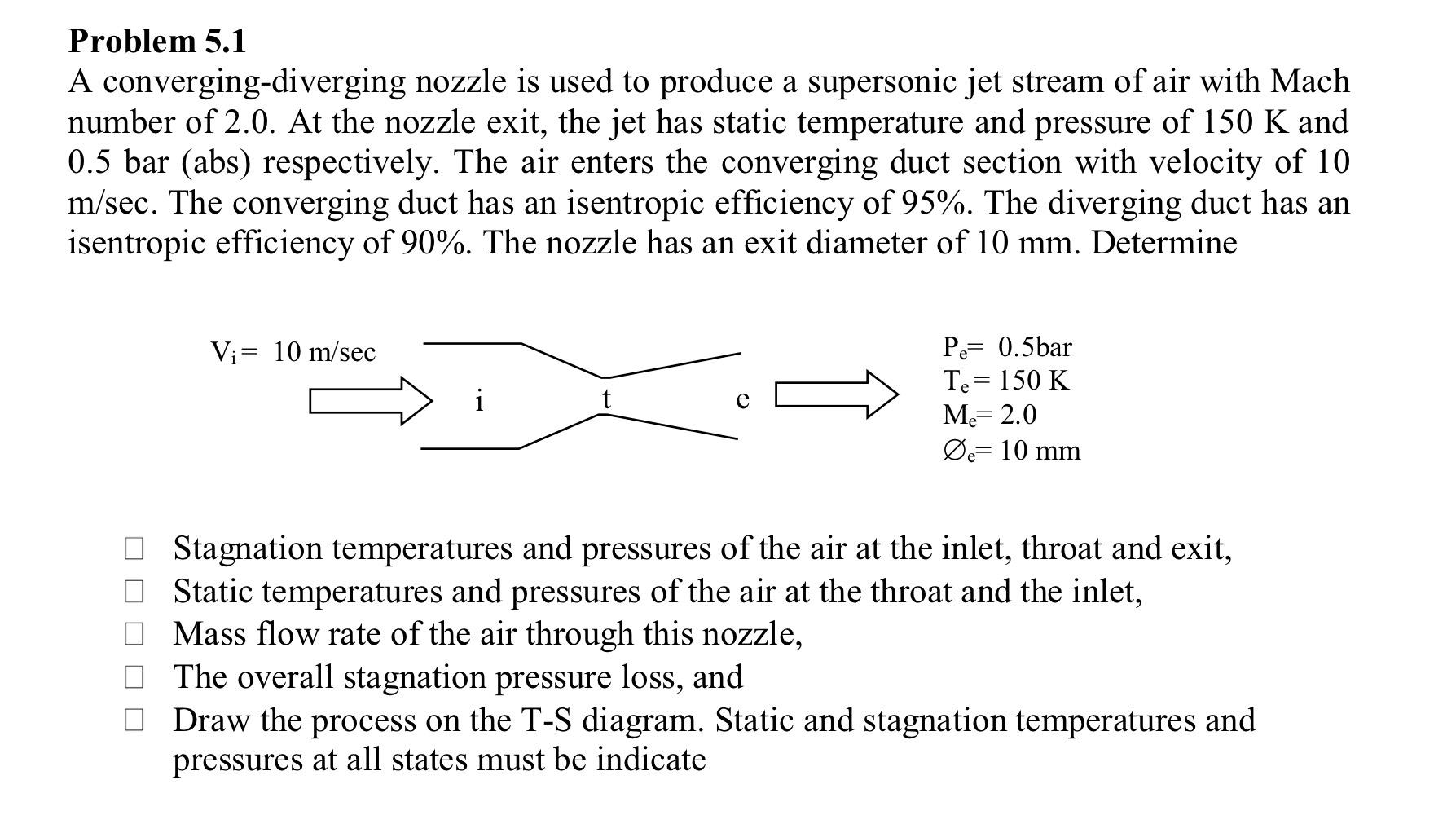 Solved Problem 5.1 A converging-diverging nozzle is used to | Chegg.com