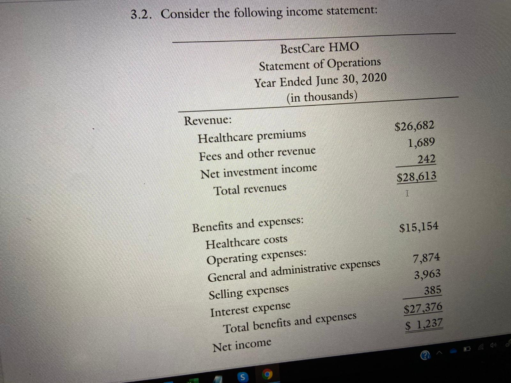 Solved 3.2. Consider the following income statement: | Chegg.com Solved 3.2. Consider the following income statement: | Chegg.com